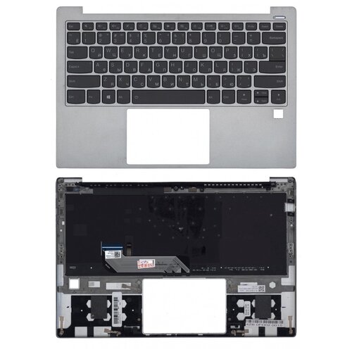 Клавиатура для ноутбука Lenovo Yoga S730-13IWL Series, черная c серебристым топ-кейсом