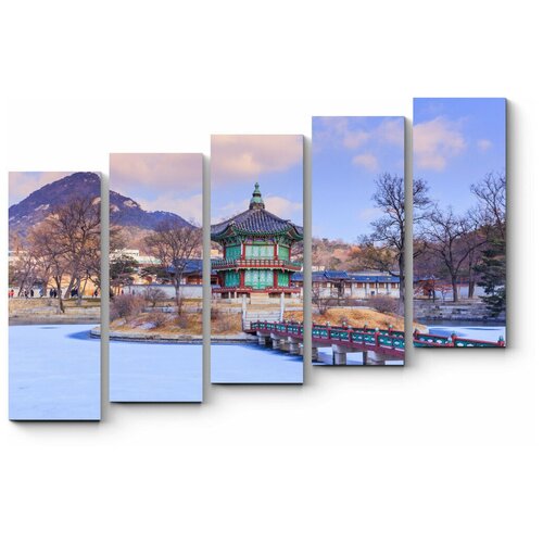 Модульная картина Кёнбоккун тихим зимним днем, Сеул 140x98
