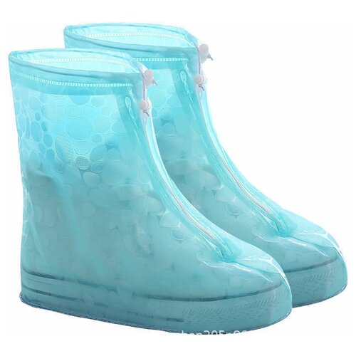 Бахилы многоразовые для обуви, цвет бирюзовый, размер 41-42 (XL) защита от воды, дождевик для обуви, чехлы на замке