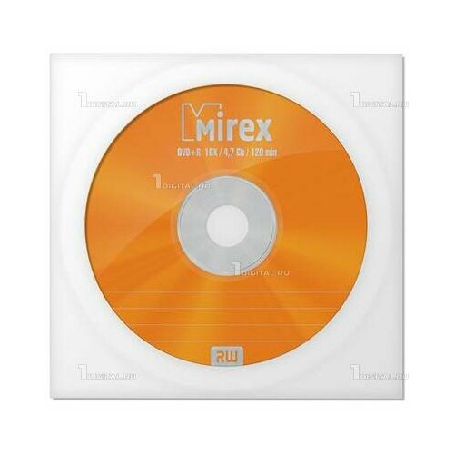 Диски Mirex DVD+R 4.7 Gb 16x (1шт.) Бумажный конверт (UL130013A1C)