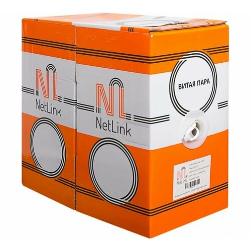 Кабель витая пара NetLink NL-CU PVC CAT5e UTP 4PR 24 AWG Standart внутренний (серый) (305м)