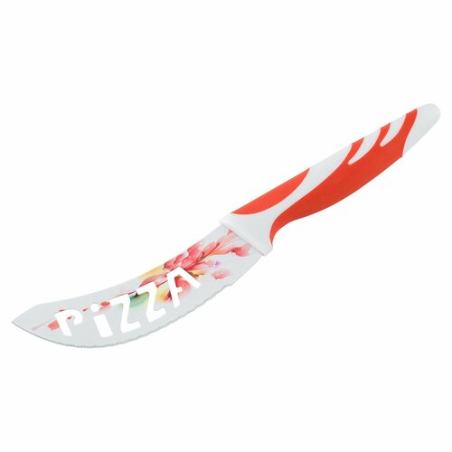 Нож кухонный Pizza, серрейторное лезвие, длина 22 см, цвет красный / Нож для пиццы и хлебобулочных изделий