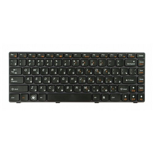 Клавиатура для ноутбука Lenovo IdeaPad Y480, Y480A, Y480M, Y480N, Y480P черная, с чёрной рамкой (model T2Y8-RU)