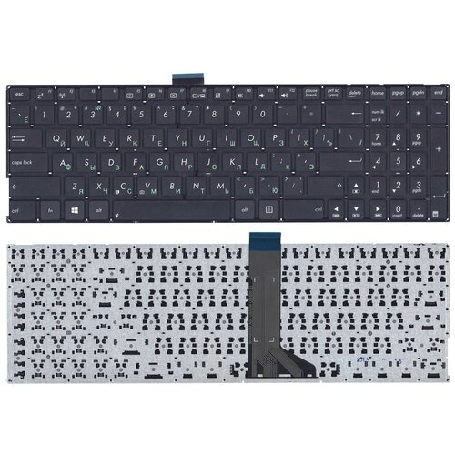 Клавиатура для ноутбука Asus VivoBook R512, черная без рамки, плоский Enter (шлейф 11,5 см)