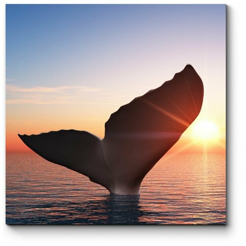 Модульная картина Силуэт кита на закате 40x40
