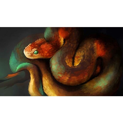Картина на холсте 60x110 LinxOne "Змея рептилия арт" интерьерная для дома / на стену / на кухню / с подрамником