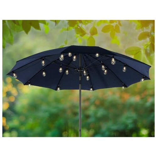 Ретро гирлянда UMBRELLA BULBS, 20 тёплых белых LED-ламп, 8 нитей по 1.2 м, чёрный провод, уличная, Kaemingk (Lumineo) 49