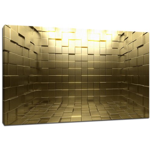 Картина Уютная стена "Стена из золотых кирпичей 3D" 110х60 см