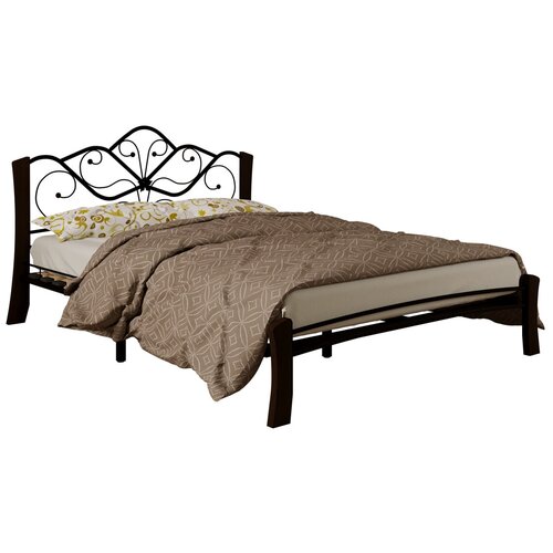 Двуспальная кровать Форвард-мебель Веста Лайт Черный, металл / Шоколад, массив 160х200 см