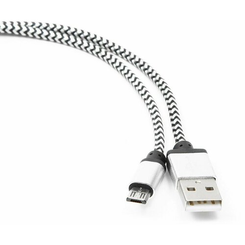 Набор из 3 штук Кабель USB 2.0 Cablexpert CC-mUSB2sr1m, AM/microBM 5P, 1 м, нейлоновая оплетка, алюминиевые разъемы, серебристый