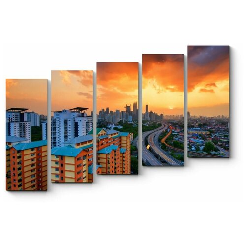 Модульная картина Пылающий закат над Куала-Лумпур140x98
