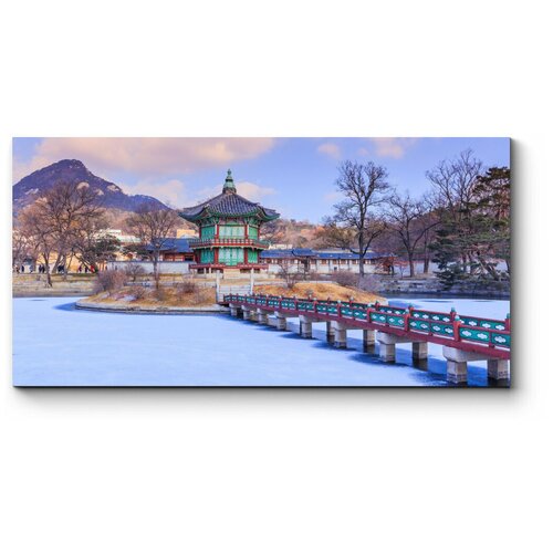 Модульная картина Кёнбоккун тихим зимним днем, Сеул 150x75