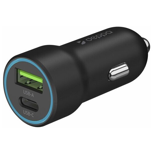 АЗУ USB-C + USB A, PD 3.0, QC 3.0, 20W, черный, Deppa 11298