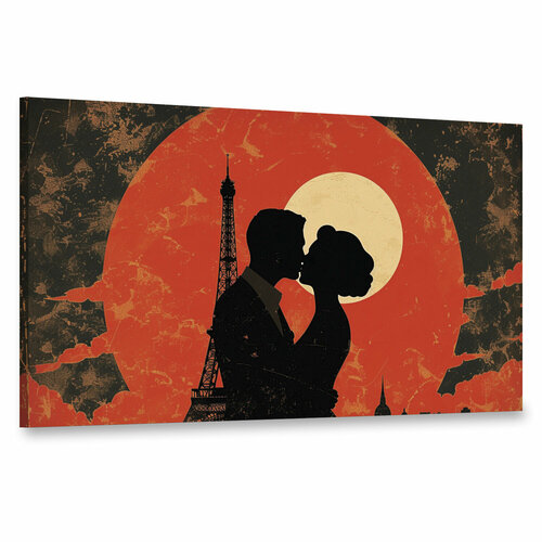 Интерьерная картина 100х60 "Поцелуй в городе любви"