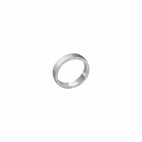 Кольцо обручальное Эстет, белое золото, 585 проба, родирование, бриллиант, размер 15.5