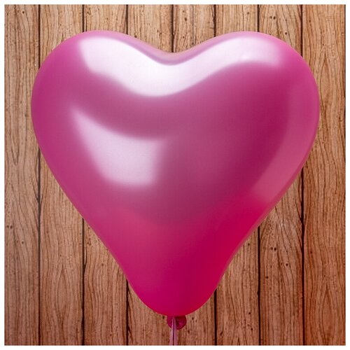 Воздушный шар "Сердце розовое металлик" для декора зала и фотосессии 40 см, 10 штук в наборе