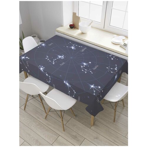 Скатерть прямоугольная JoyArty на кухонный стол "Зодиакальные созвездия" из оксфорда, 180x145 см