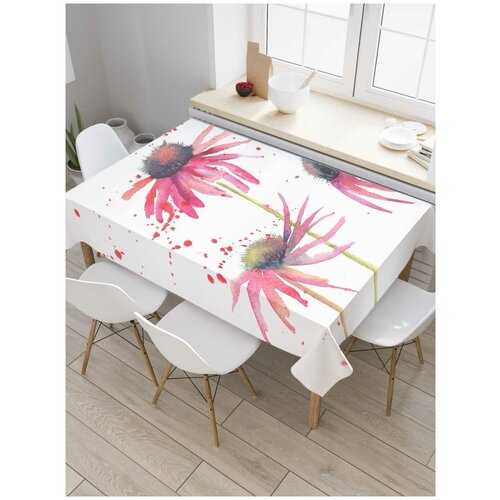 Скатерть прямоугольная JoyArty на кухонный стол "Акварельные садовые цветы" из оксфорда, 180x145 см