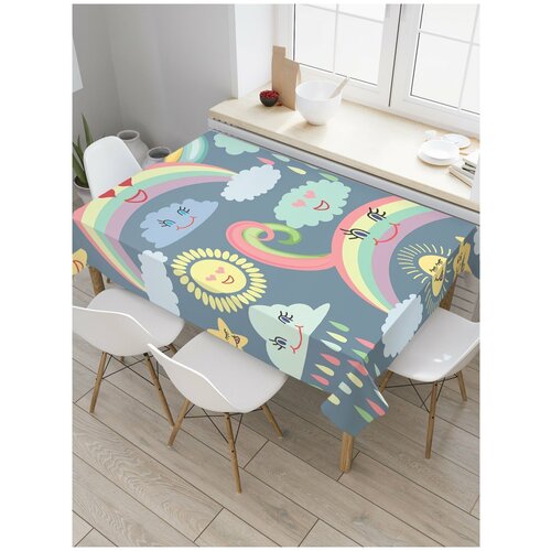 Скатерть прямоугольная JoyArty на кухонный стол "Дождик из тучи" из оксфорда, 180x145 см