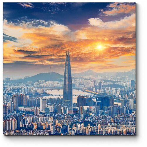 Модульная картина Величественный Сеул в лучах солнца 70x70