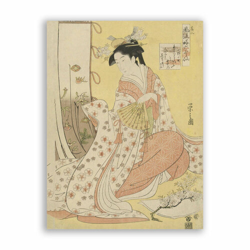 Картина на холсте, репродукция / Тёбунсай Эйси - Dichteres Ono no Komachi / Размер 40 x 53 см