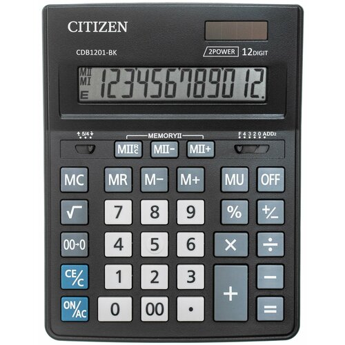 Калькулятор настольный полноразмерный CITIZEN BusinessL CDB1201-BK 12р. Чер