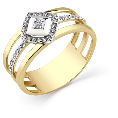 Кольцо Master Brilliant, желтое, комбинированное, белое золото, 585 проба, бриллиант, размер 18