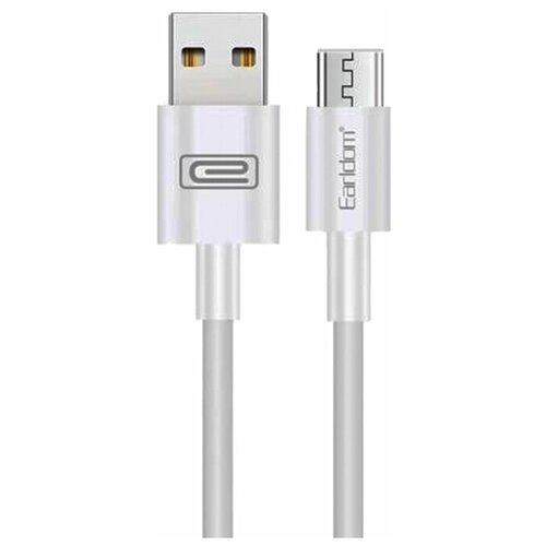 USB кабель Earldom EC-098M MicroUSB, 2.4A, 1м, TPE (белый)