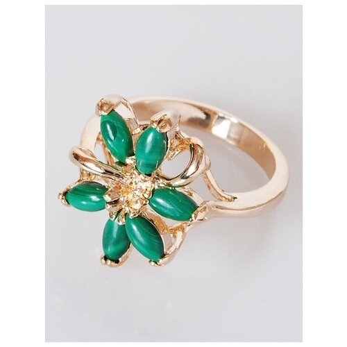 Кольцо помолвочное Lotus Jewelry, малахит, размер 19, зеленый