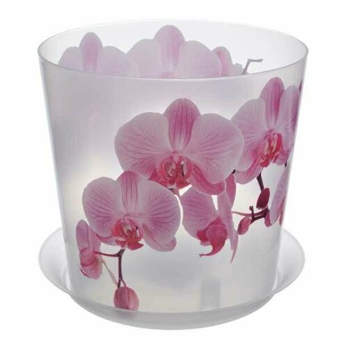 Кашпо для орхидей пластиковое прозрачное с подставкой Орхидея d16 см 2,4 л Деко