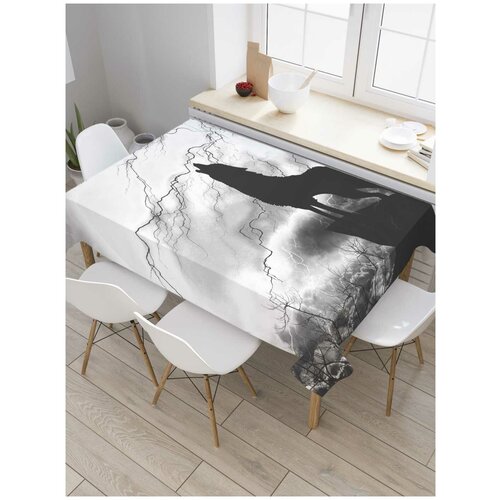 Скатерть прямоугольная JoyArty на кухонный стол "Печаль волка" из оксфорда, 120x145 см