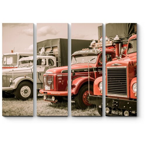 Модульная картина Красные грузовики 130x98