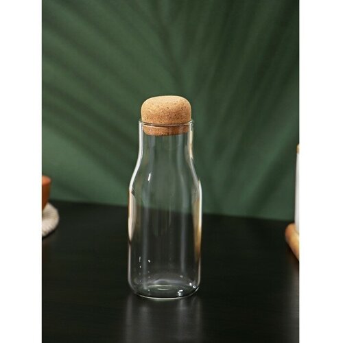 Бутыль стеклянный для соусов и масла с пробковой крышкой «Эко», 400 мл, 6×16,5 см