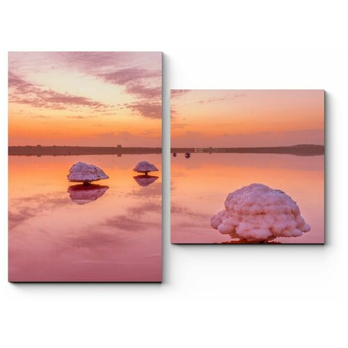 Модульная картина Розовый закат в зеркале воде 90x68