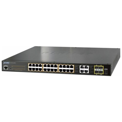 Коммутатор PLANET GS-4210-24P4C (IPv6/IPv4, 24-Port Managed 802.3at POE+ Gigabit Ethernet Switch + 4-Port Gigabit Combo TP/SFP (220W))