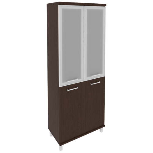 Шкаф для документов высокий широкий (2 низкие двери ЛДСП, 2 средние двери стекло в раме)FIRST KST-1.2R 800*430*2060 Венге