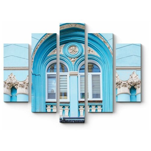 Модульная картина Голубой фасад с лепниной125x100