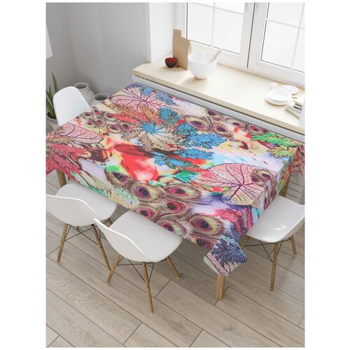 Скатерть прямоугольная JoyArty на кухонный стол "Лиственные узоры" из оксфорда, 120x145 см