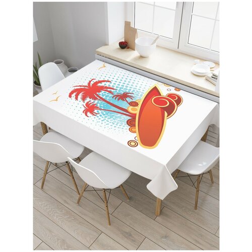 Скатерть прямоугольная JoyArty на кухонный стол "Серф у пальм" из оксфорда, 120x145 см