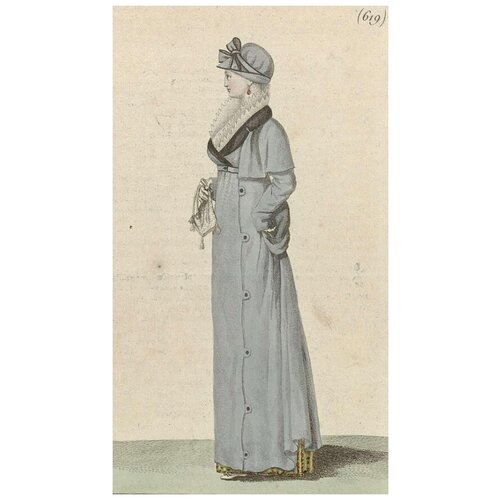 Репродукция на холсте Журнал дам и Мод, Парижский костюм, 19 февраля 1805 года, 13 Год, (619): бархатная шляпа… Верне Орас 40см. x 71см.