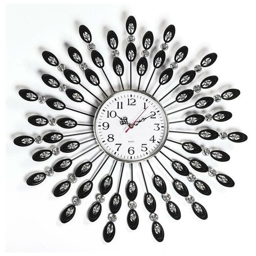 Часы настенные, интерьерные, серия: Ажур, "Перья павлина", плавный ход, d 48 см, циферблат 14 см