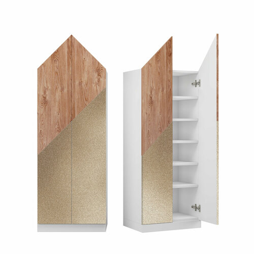 Шкаф "Норвежский лес" с декором 2 - Золотистый металлик