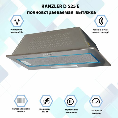 Вытяжка встраиваемая кухонная Kanzler D 525 E нержавеющая сталь