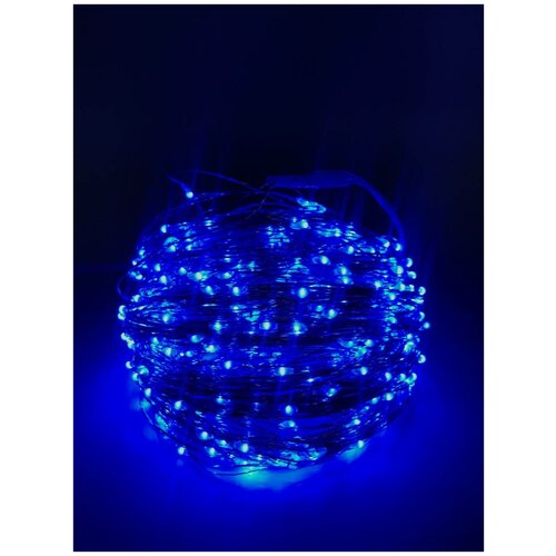 Новогодняя гирлянда светодиодная линейная, 300 LED, синяя, в виде тонкой лески, 8 режимов, 30 метров