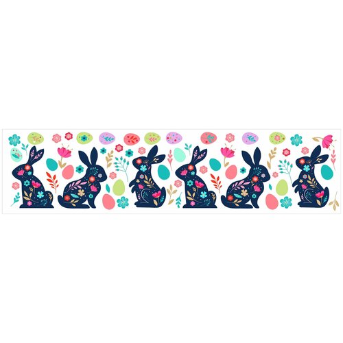 Наклейка декоративная ART "Пасхальные кролики", 100х30 см, НД269 ПВХ