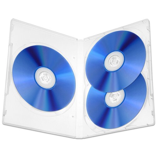 Коробка DVD Box для 3 дисков, 14мм полупрозрачная (без вставки), упаковка 5 шт.