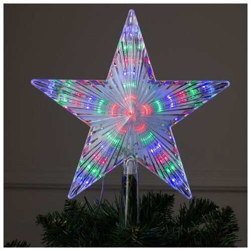 Luazon Lighting Светодиодная верхушка на ёлку «Звезда белая» 22 см, 30 LED, провод 2 метра, 220 В, свечение мульти