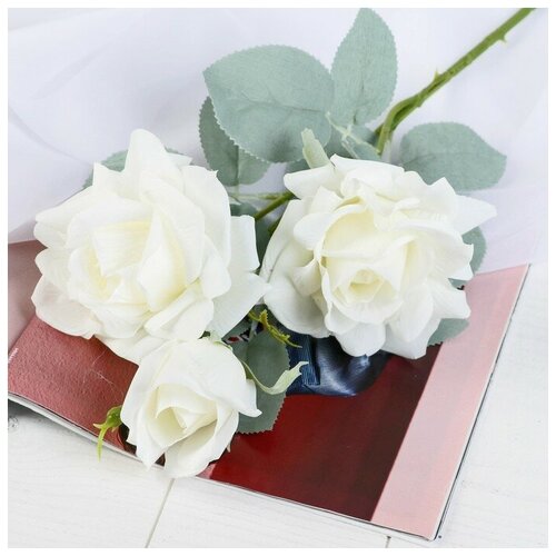 Цветы искусственные "Роза Терция" 12х60 см, белый