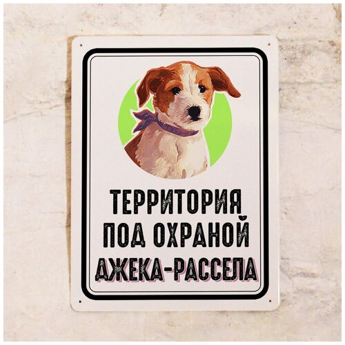 Металлическая табличка Территория под охраной джека-рассела, металл, 30Х40 см