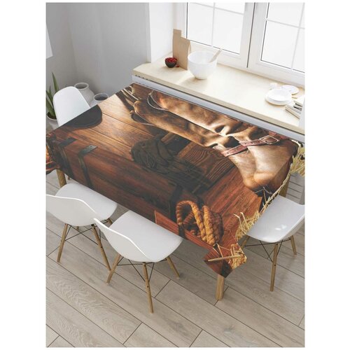 Скатерть прямоугольная JoyArty на кухонный стол "Идеальные сапоги наздника" из оксфорда, 180x145 см